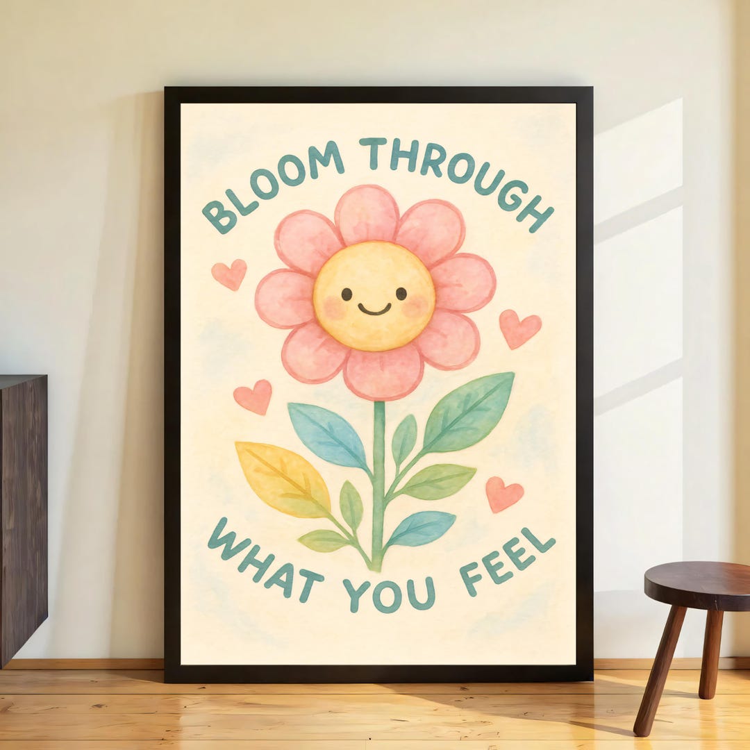 Motivational Poster – Bloom Through What You Feel – Mindfulness Floral ...
