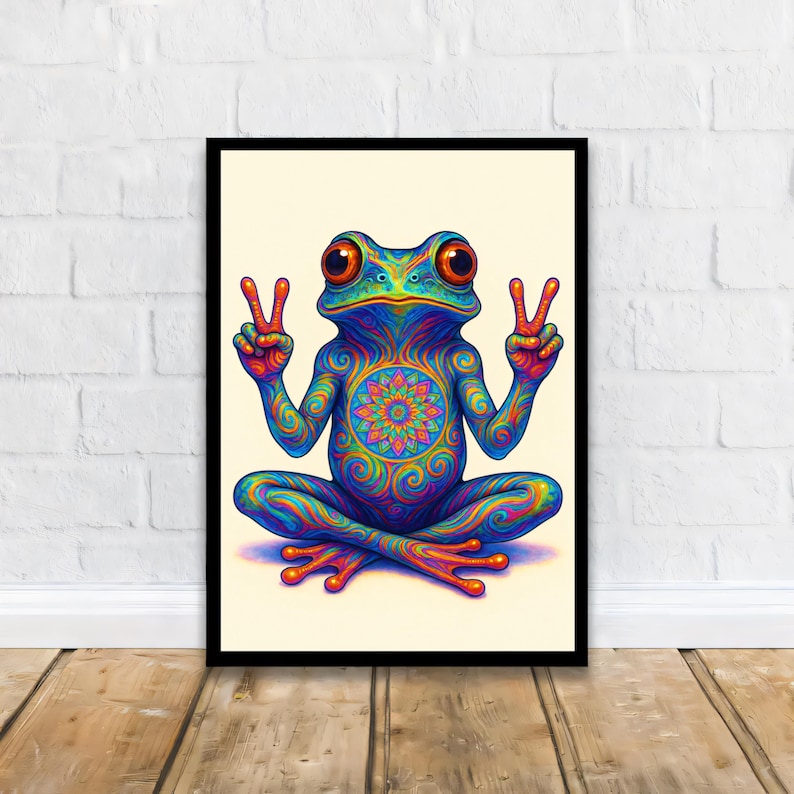 Printable Poster Psychedelic Frog – Colorful Boho Wall Art With Mandala ...