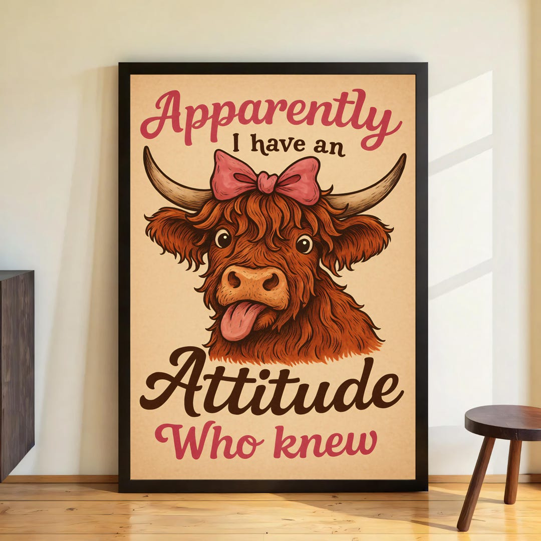 Printable Poster, Apparently I Have an Attitude Who Knew Funny Highland ...
