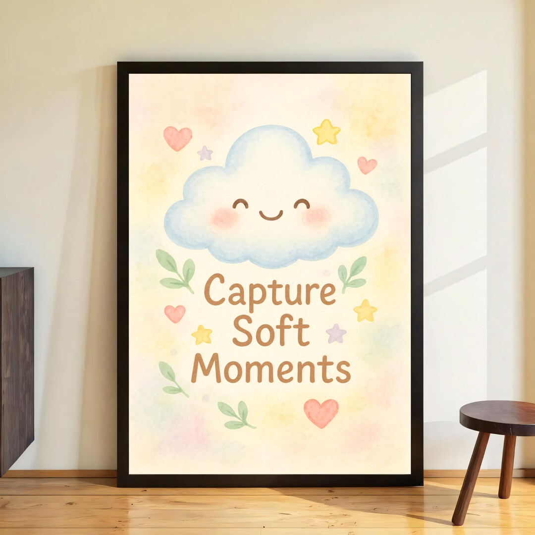 Capture Soft Moments Printable Poster, Soft Pastel Cloud Mindfulness ...