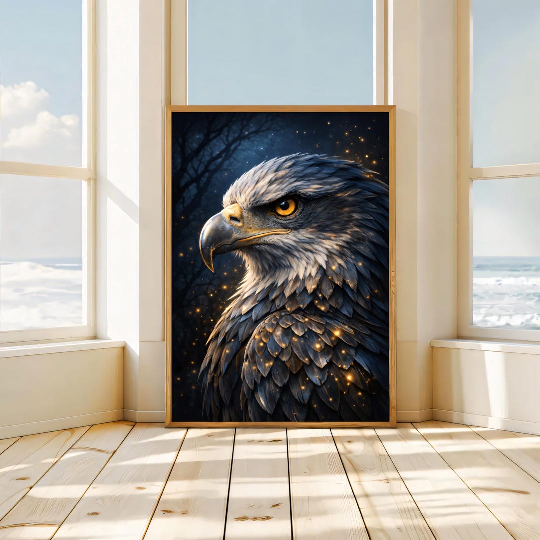 Printable Poster Magical Eagle Portrait, Printable Wall Art Dark ...