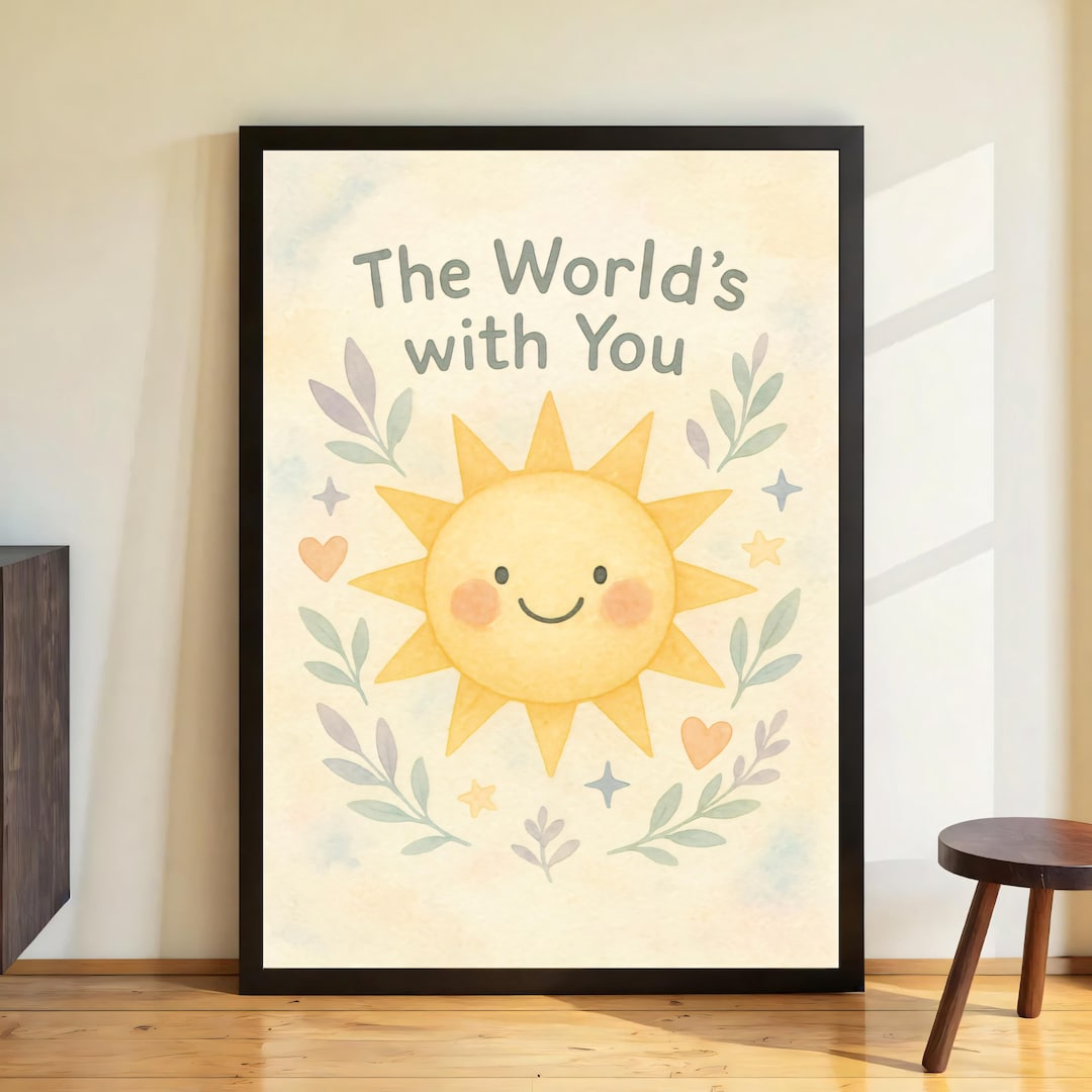 The World’s With You Printable Poster, Pastel Boho Sun Wall Art ...