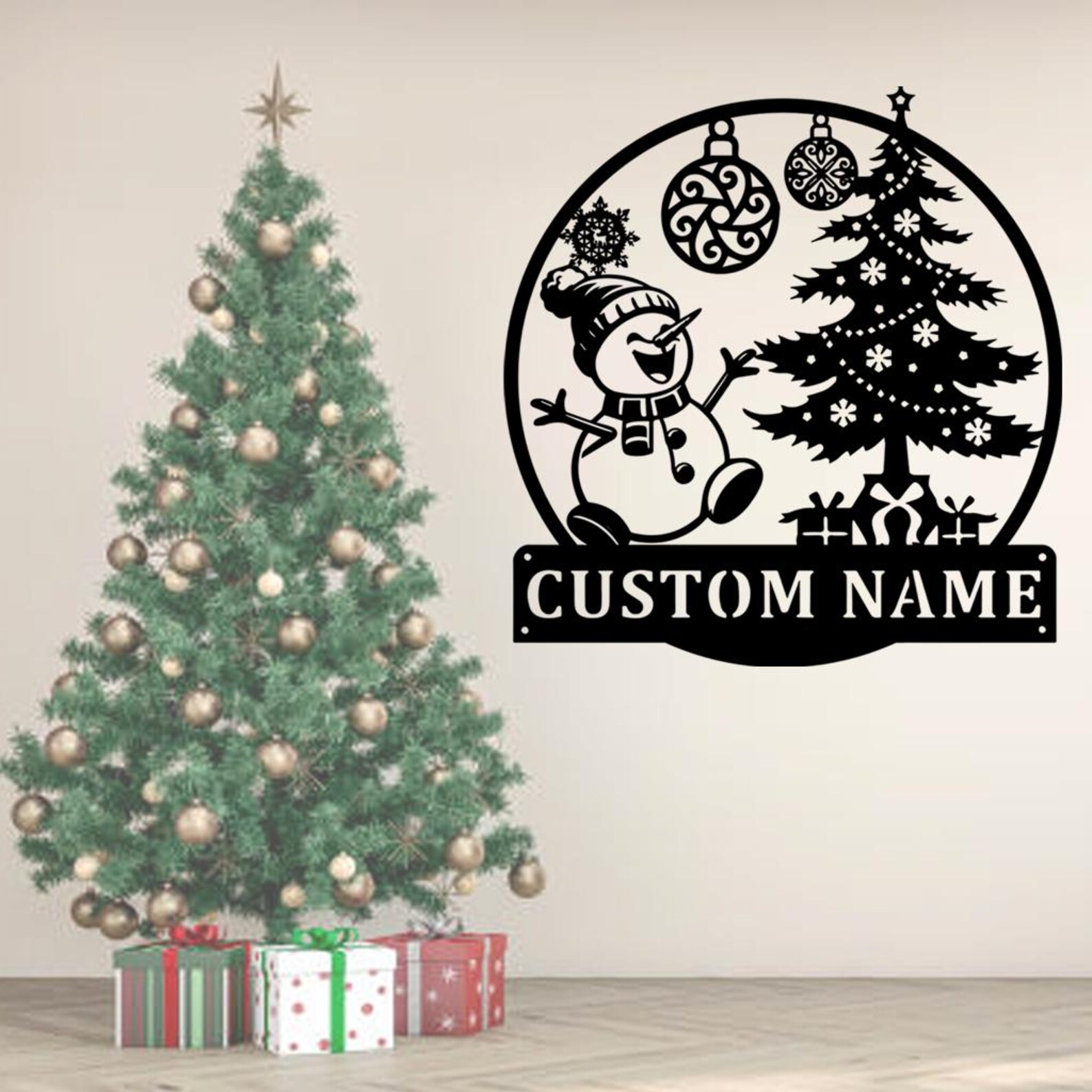 Personalized Christmas Metal Wall Art, Christmas Metal Name Sign, Led ...