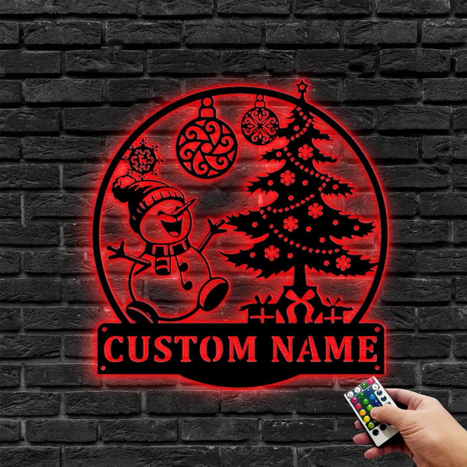 Personalized Christmas Metal Wall Art, Christmas Metal Name Sign, Led ...