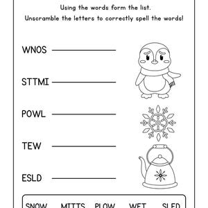 Winter Activity Book for Kids, Coloring, Mazes, Build a Snowman, Word ...