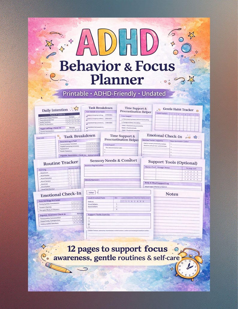 ADHD Behavior Tracker Printable | Focus & Impulsivity Log | 12-page ...