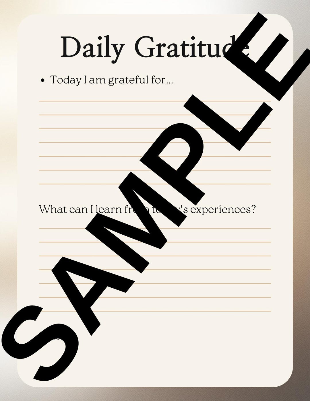 Daily Gratitude List Template | Minimalist Digital Planner | Self Care ...