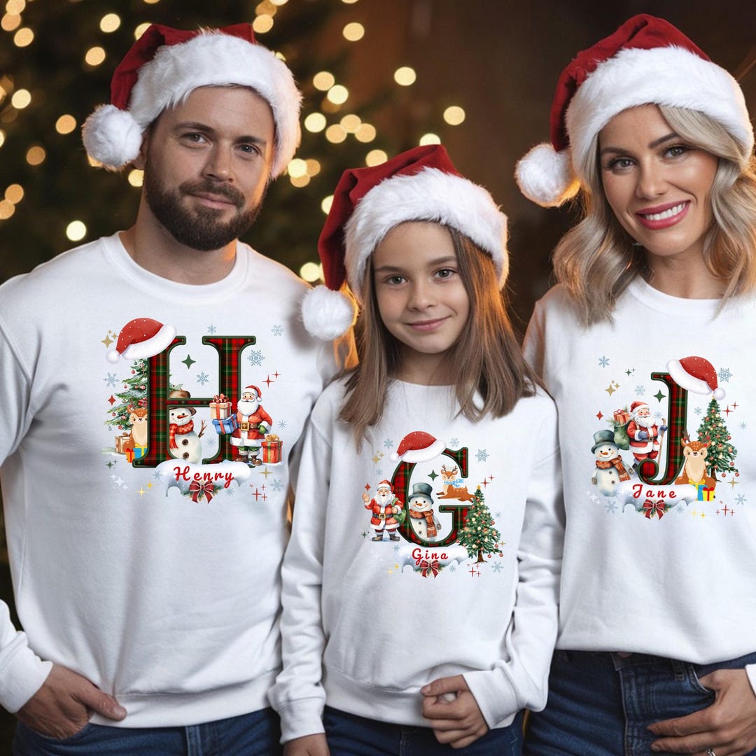 Personalized Christmas Sweatshirt, Custom Initial Hoodie With Name ...