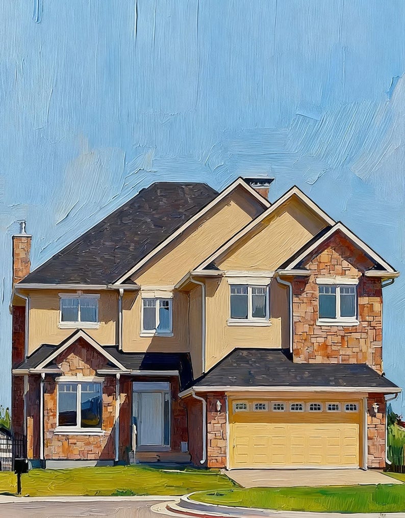 Custom Hand-painted House Portrait, Oil Painting on Canvas ...
