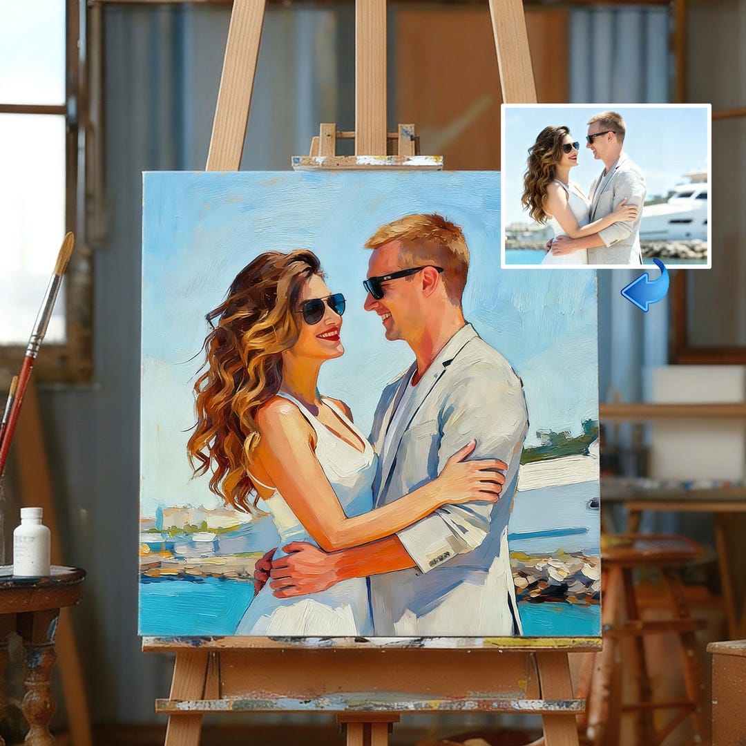 Custom Couples Oil Portrait Painting From Photo, Hand-painted Art ...