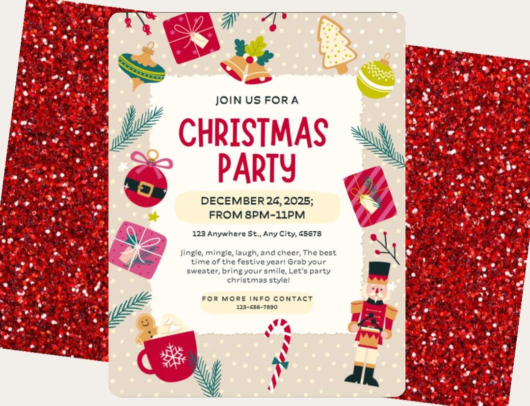 Editable Christmas Party Invitation | Festive Flyer Template (digital ...