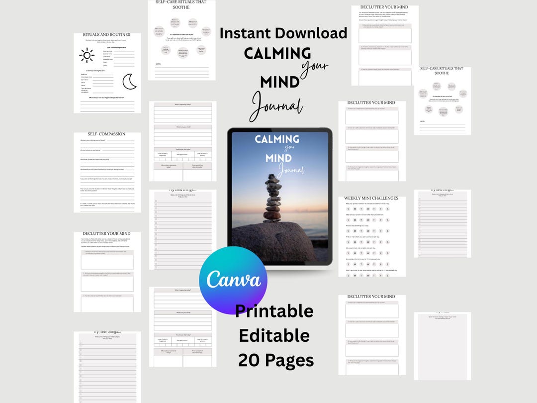 Calming Your Mind Journal: Mental Health Planner (digital Download) - Etsy