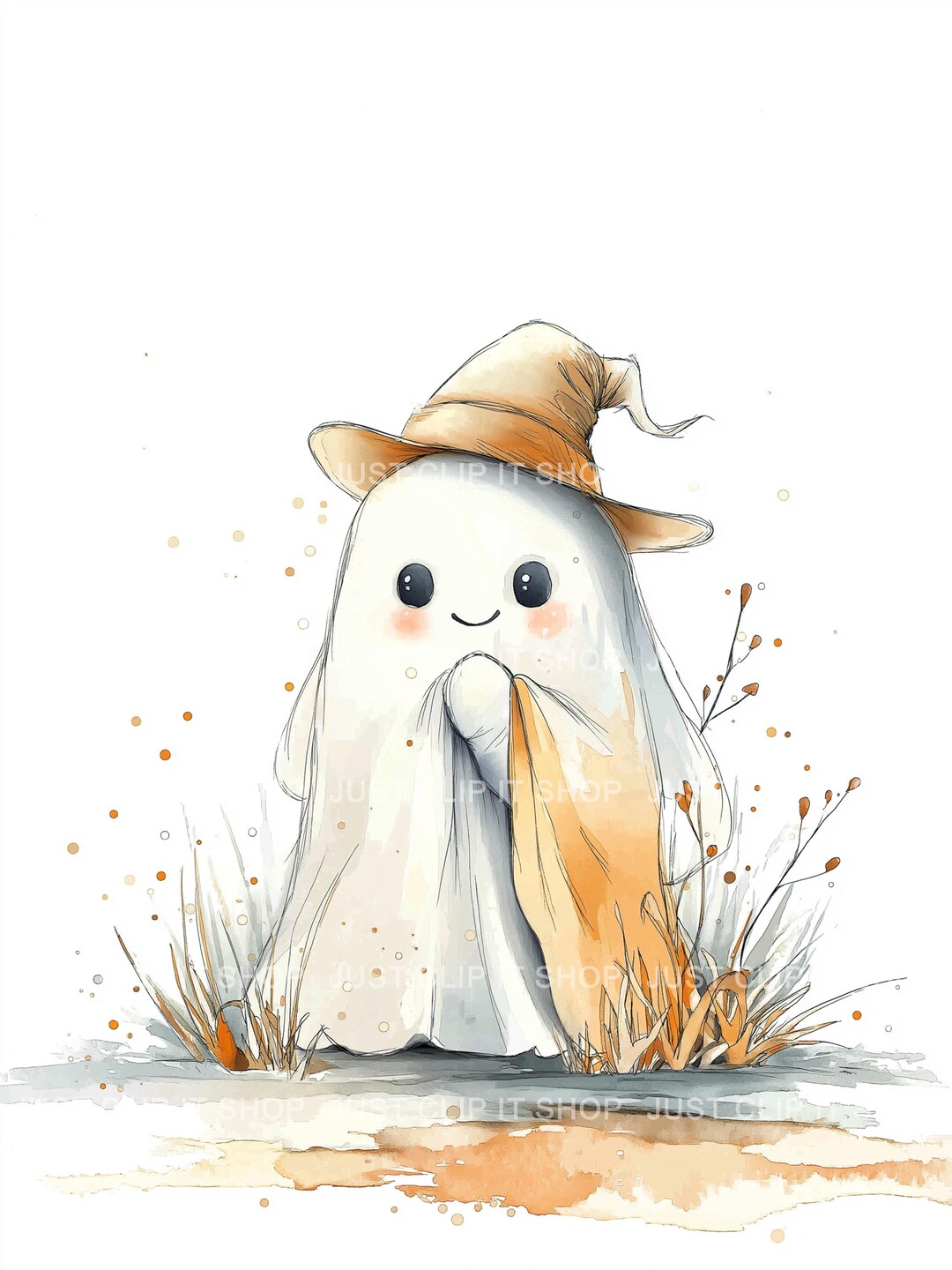 10 Cute Halloween Ghost Clipart Bundle | Watercolor Ghost | Spooky ...