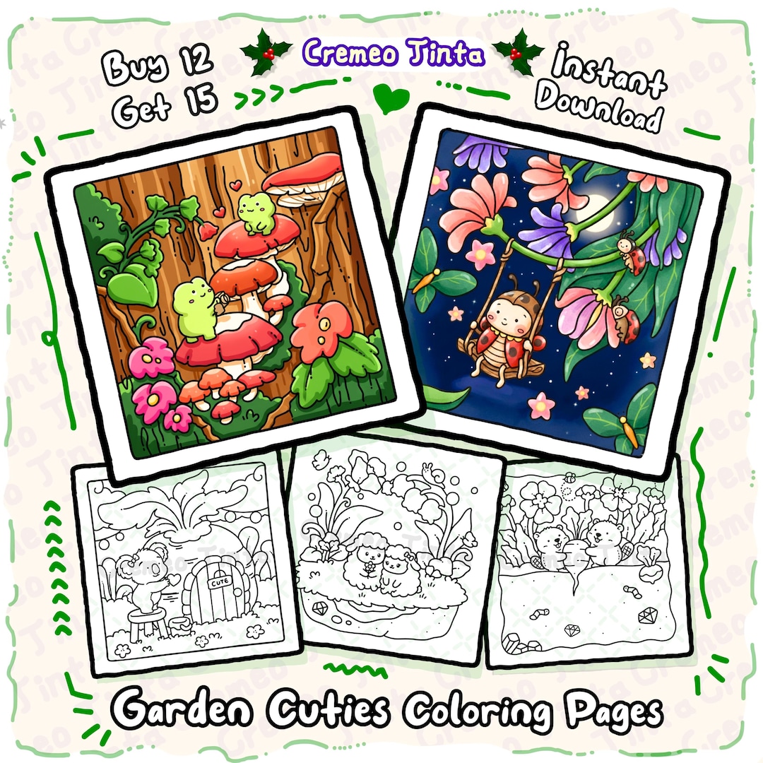 Garden Cuties Coloring Pages | 12 + 3 Free Whimsical Garden Animal ...