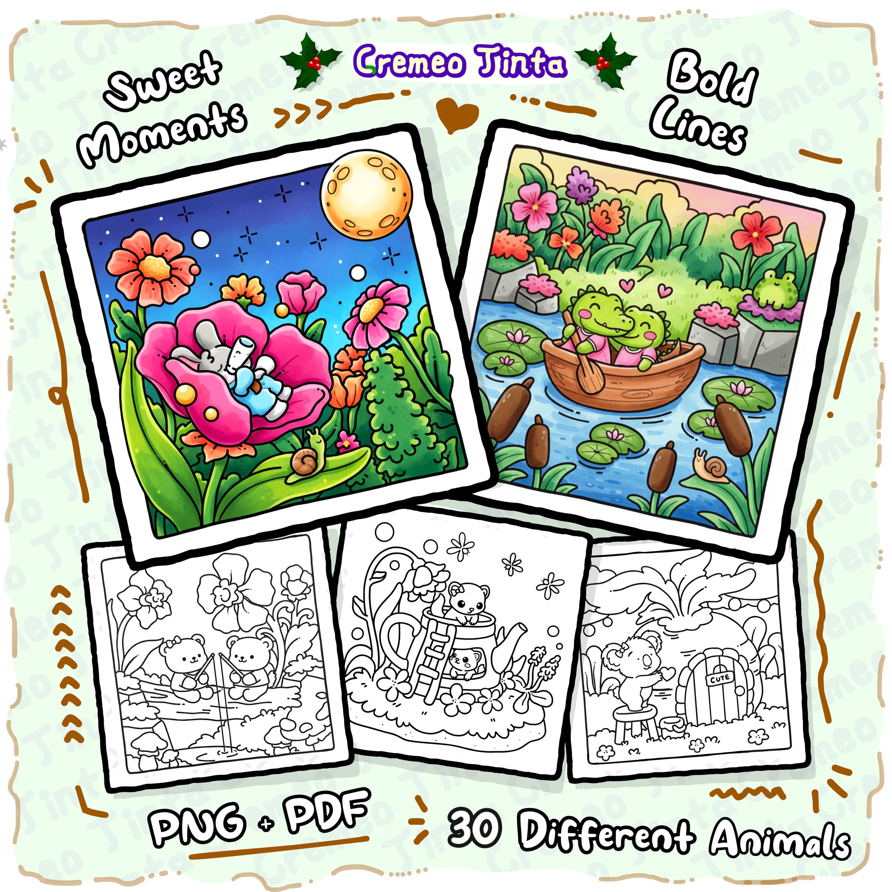 Garden Cuties Coloring Book | 30 Whimsical Garden Animal Pages | Hand ...