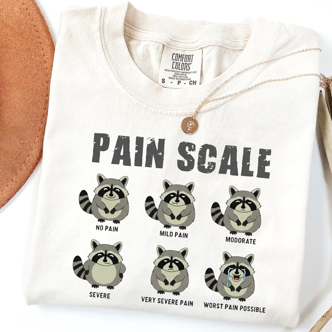 Funny Raccoon Pain Scale Shirt for Nurses and Doctors - Sarcastic ...