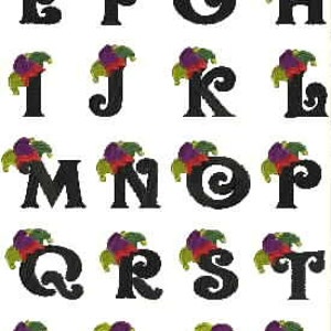 Jester Font Machine Embroidery Designs, Alphabet, Monogram, Mardi Gras ...