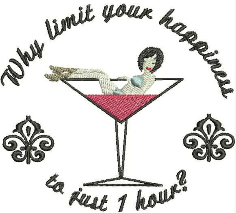 Happy Hour Embroidery Design, Drinks, Girls Night Out, Party, Machine ...