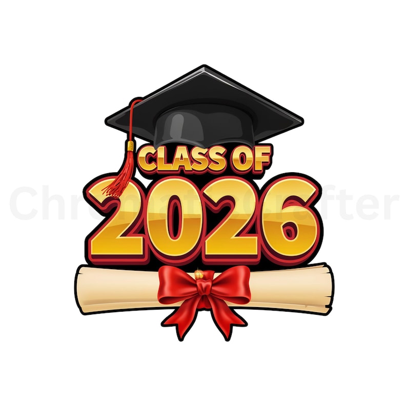 Class of 2026 Graduation PNG Sublimation Design | Gold Grad Cap Clipart ...