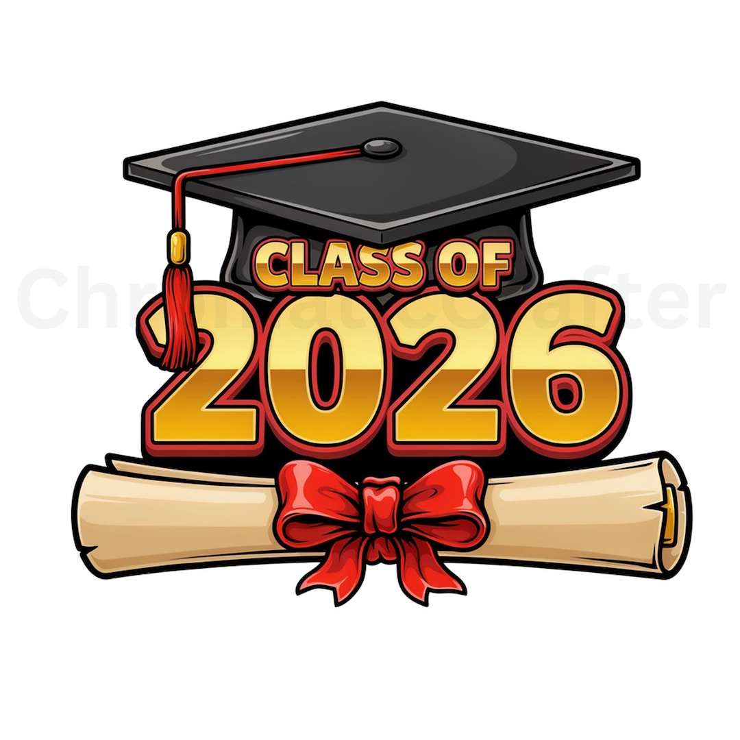 Class of 2026 Graduation PNG Sublimation Design | Gold Grad Cap Clipart ...