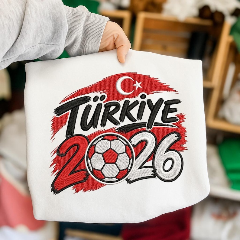 Turkey 2026 Soccer, Turkish Flag Football Fan Embroidery Design ...