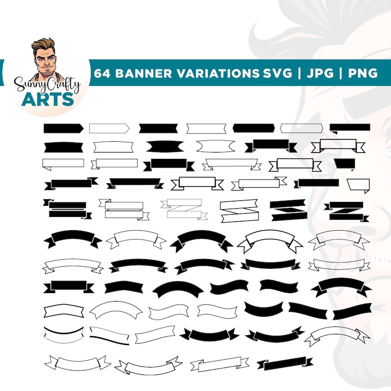 Outline Banners Clipart - Etsy