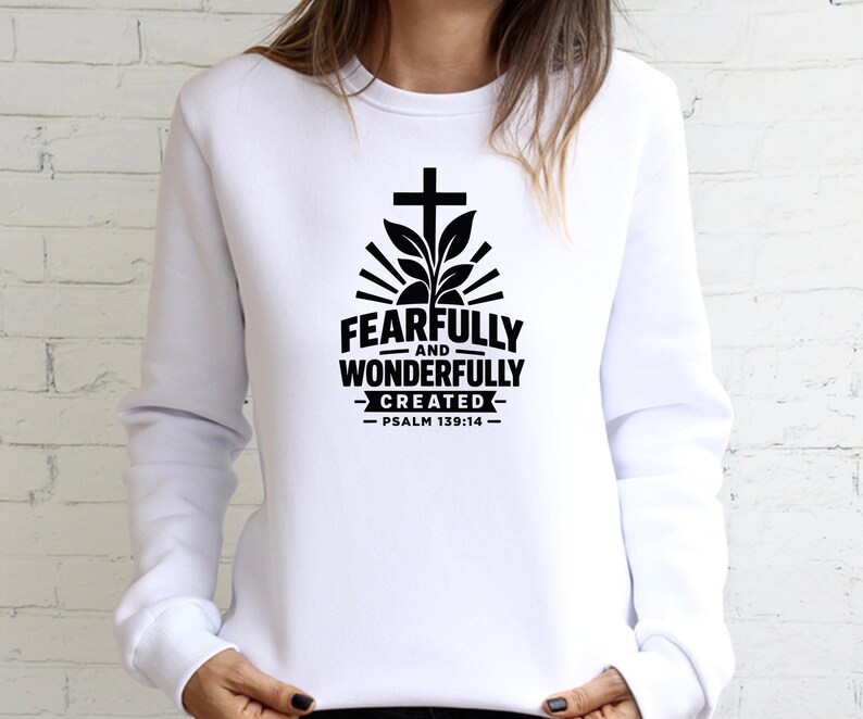 Fearfully Wonderfully Created SVG, Floral Cross, Christian Bible Verse ...