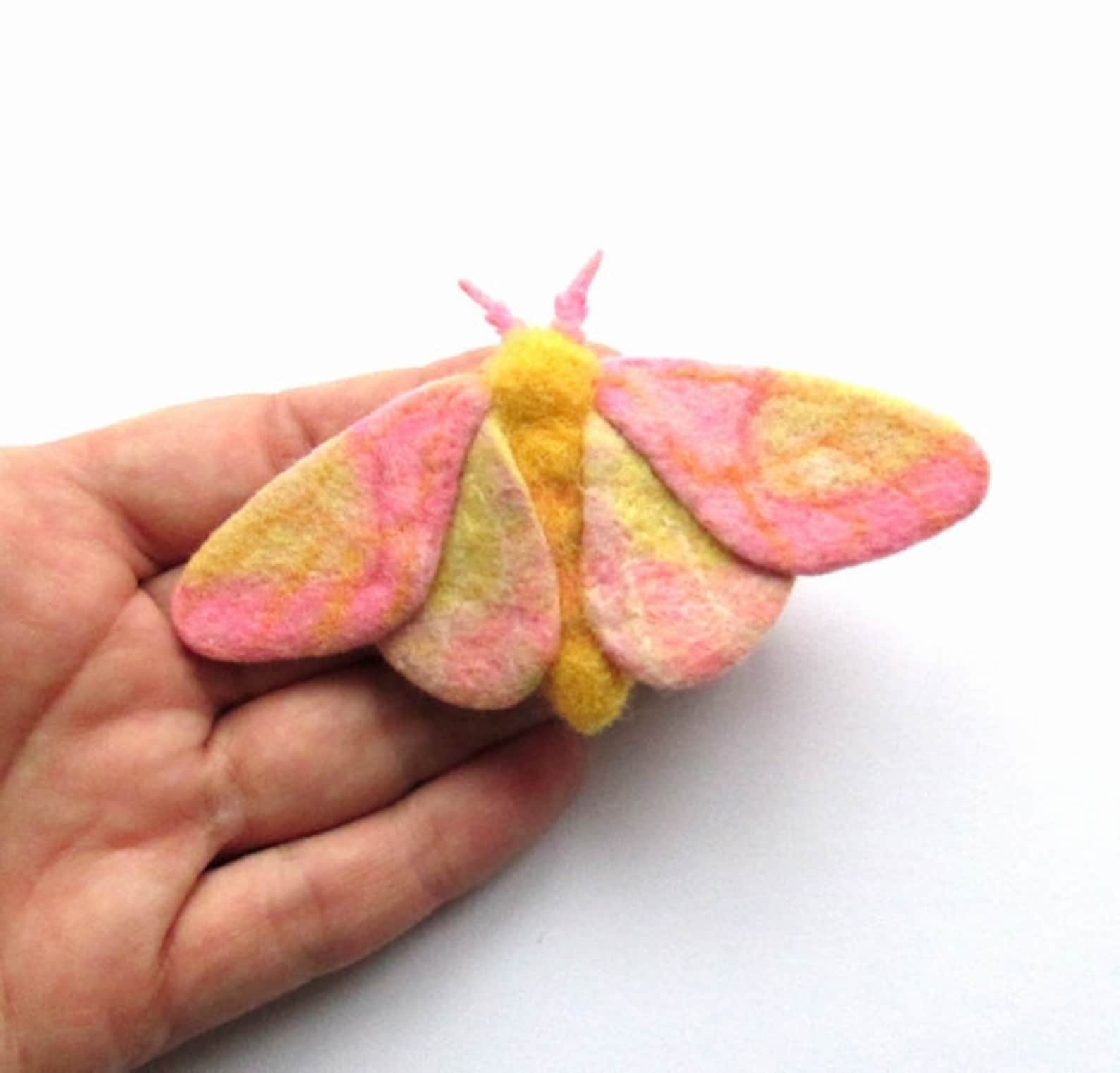 Needle Felted Moth Art Winged Insectbrooch Insect Lover - Etsy