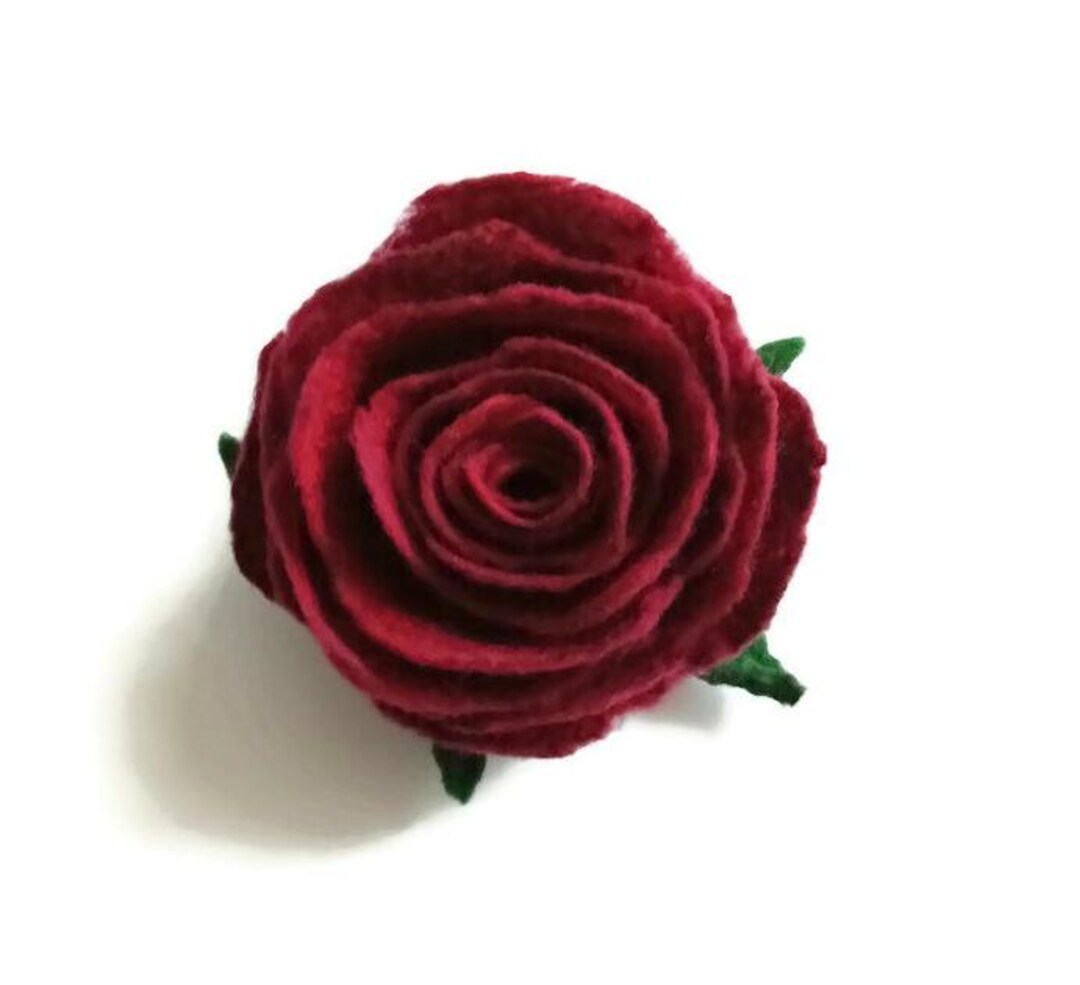 Felted Rose, Wool Felted Flower Burgundy Rose Brooch READY TO SHIP - Etsy