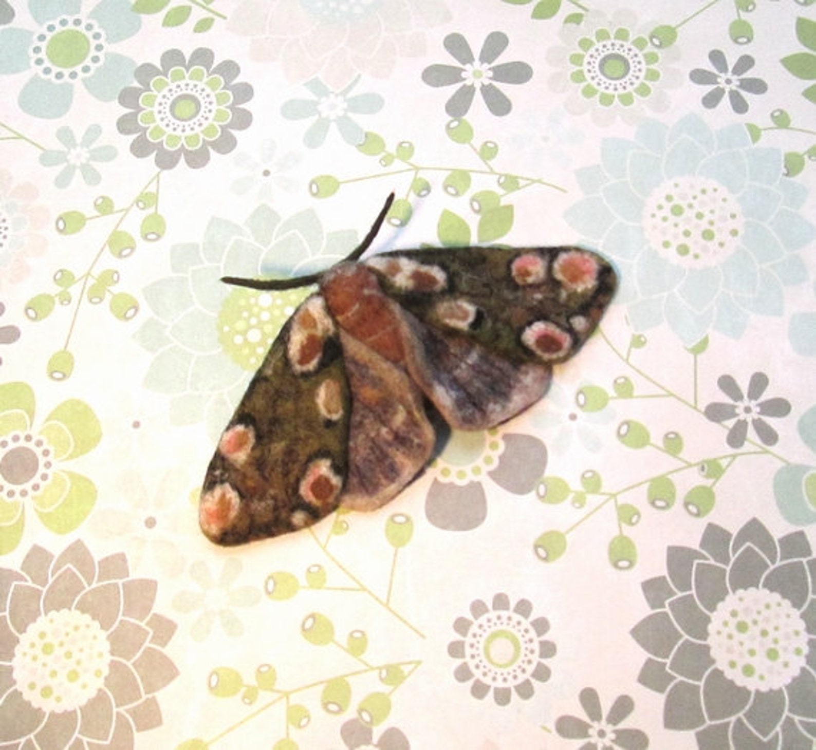 Needle Felted, Felt Brooch, Moth, Peach Blossom, Insect Brooches, Felt ...