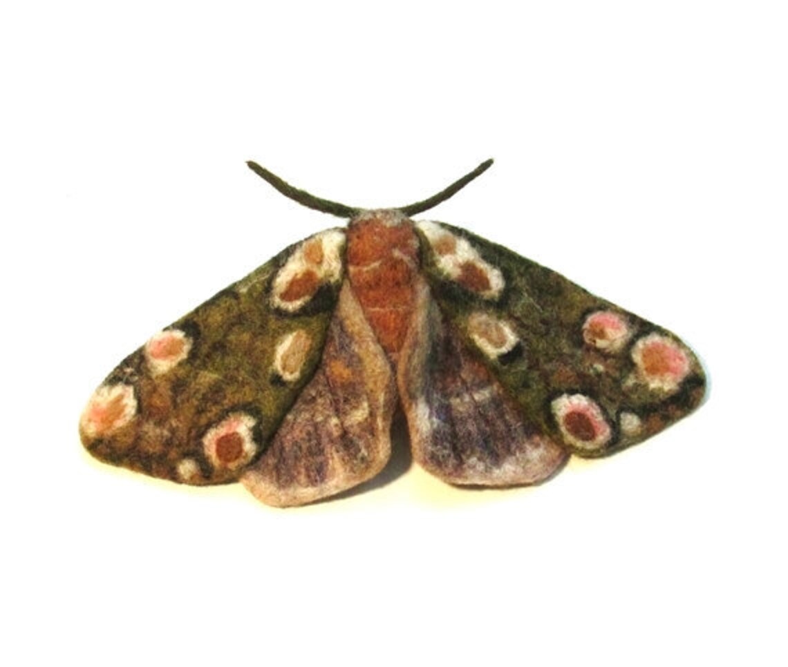 Needle Felted Felt Brooch Moth Peach Blossom Insect - Etsy