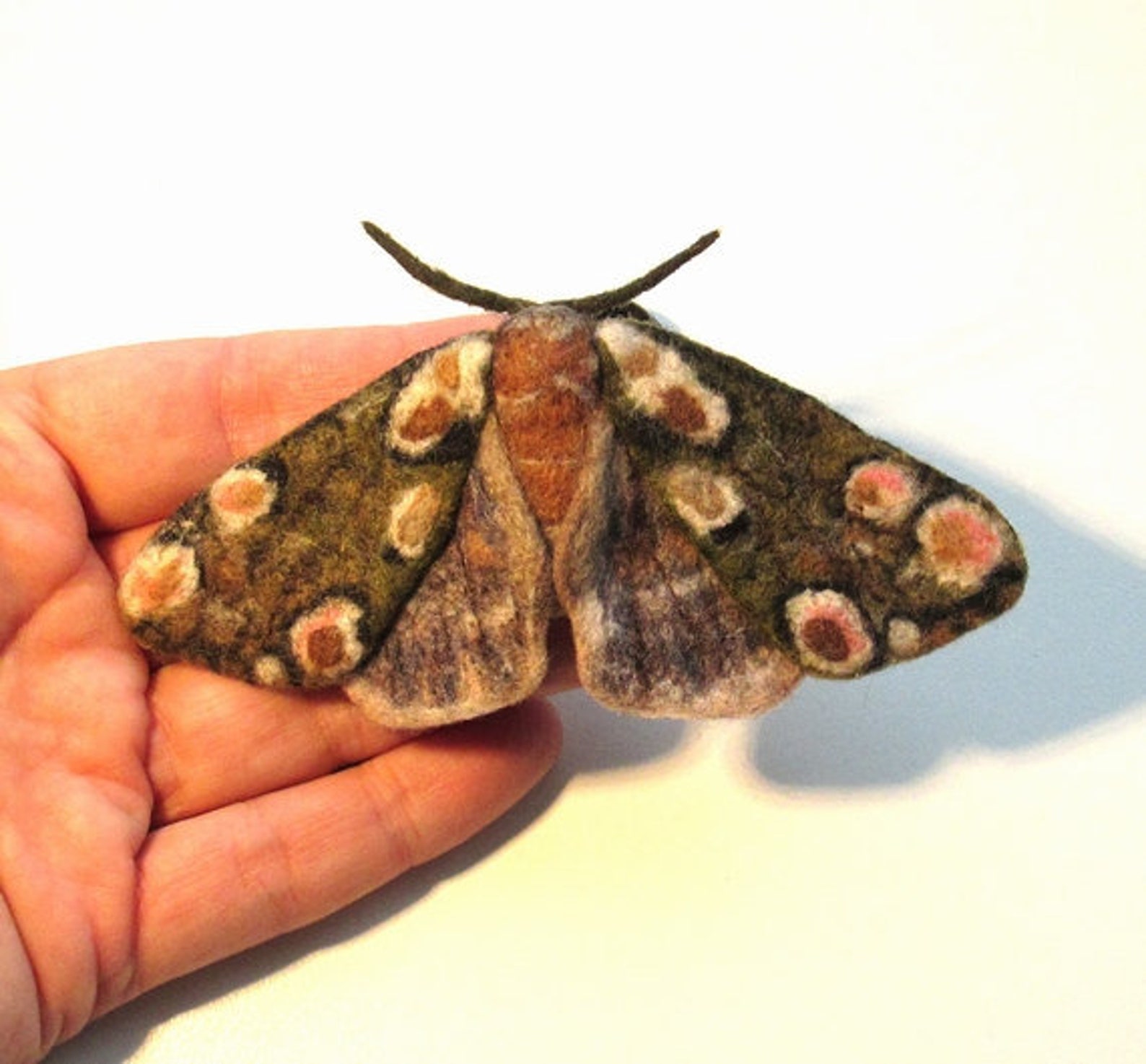 Needle Felted, Felt Brooch, Moth, Peach Blossom, Insect Brooches, Felt ...