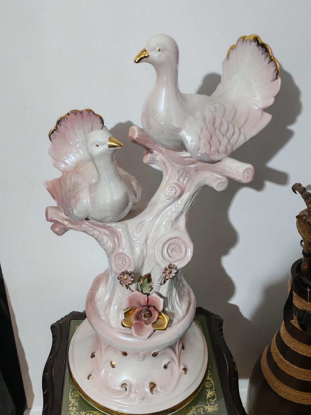 Magnificent Vintage Italian Capodimonte Doves Figurine, 50cm Porcelain ...