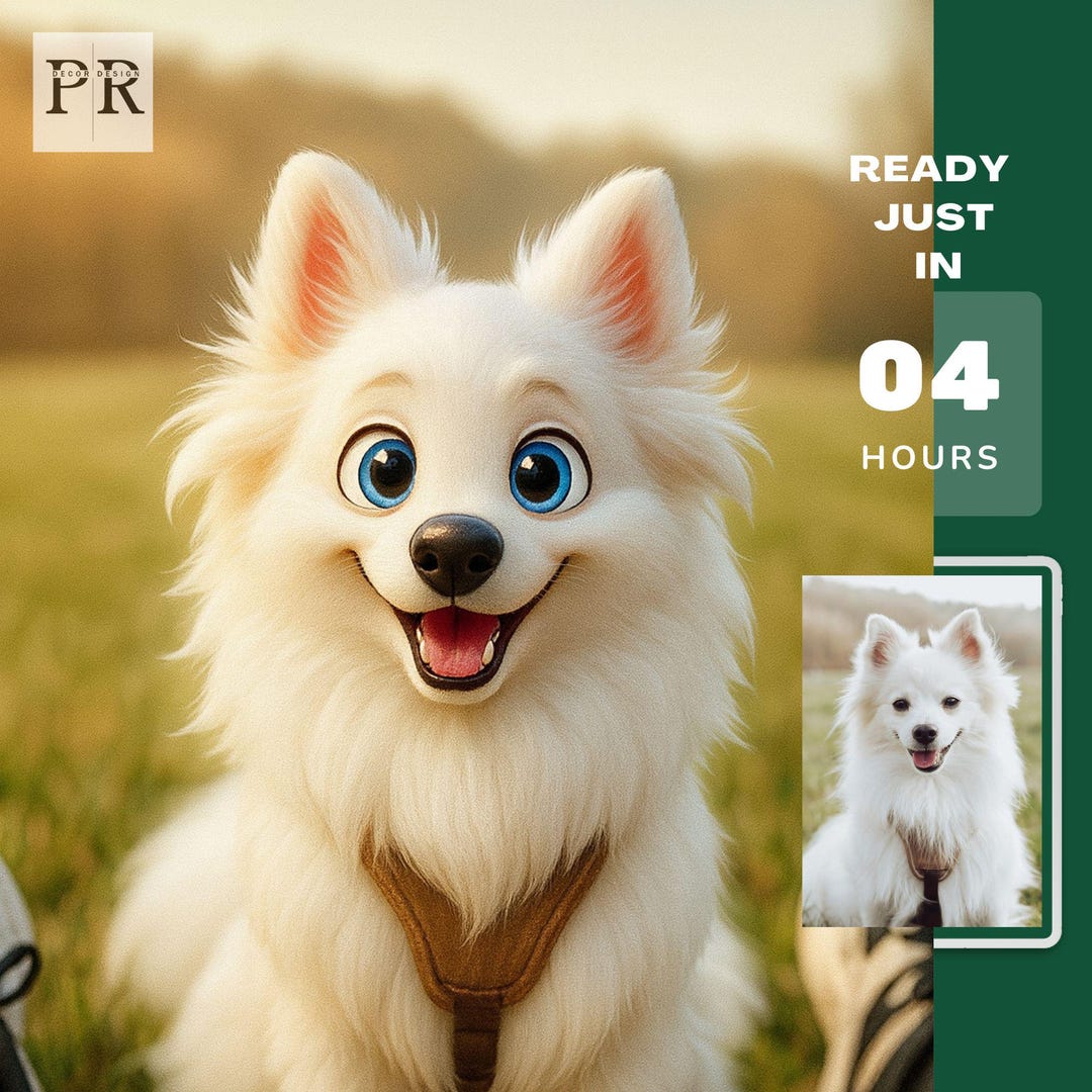 Custom Pet Portrait, Pixar Style Cartoon (digital File) - Etsy