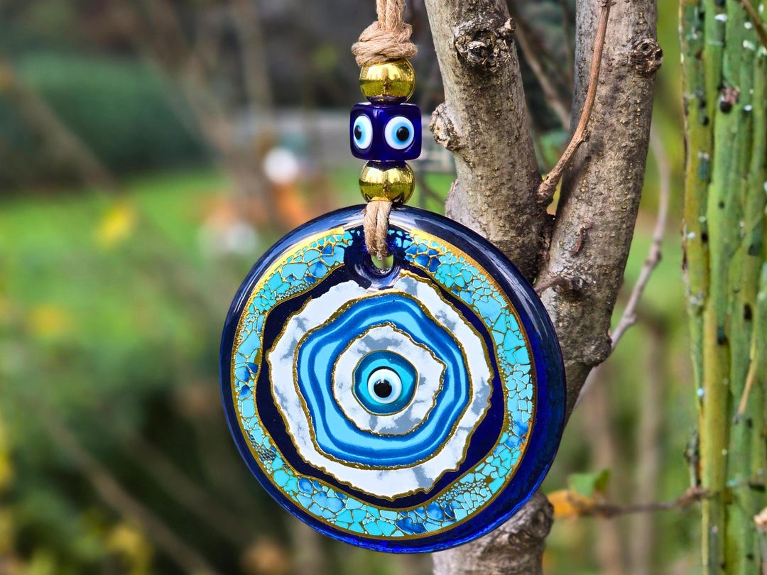 Evil Eye Wall Hanging, Handmade Turkish Glass Luxury Nazar Decor ...