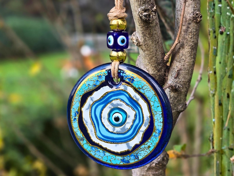 Evil Eye Wall Hanging, Handmade Turkish Glass Luxury Nazar Decor ...