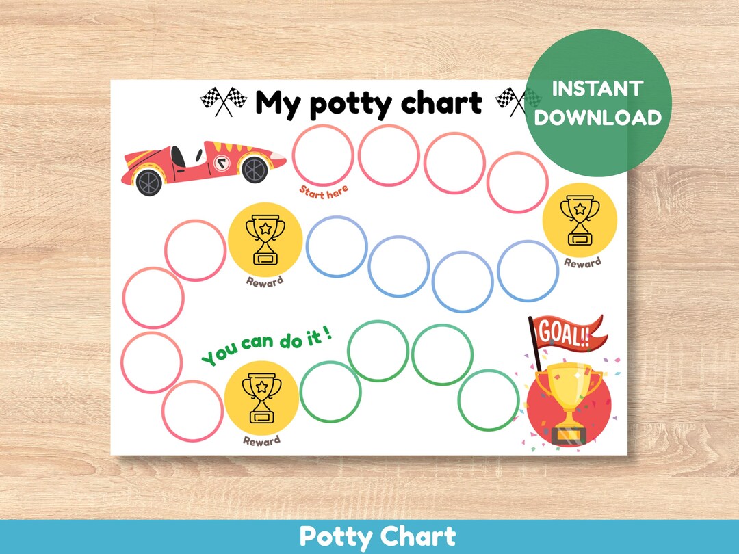 Potty Training Challenge Chart for Boys – Race Car Theme (printable) - Etsy