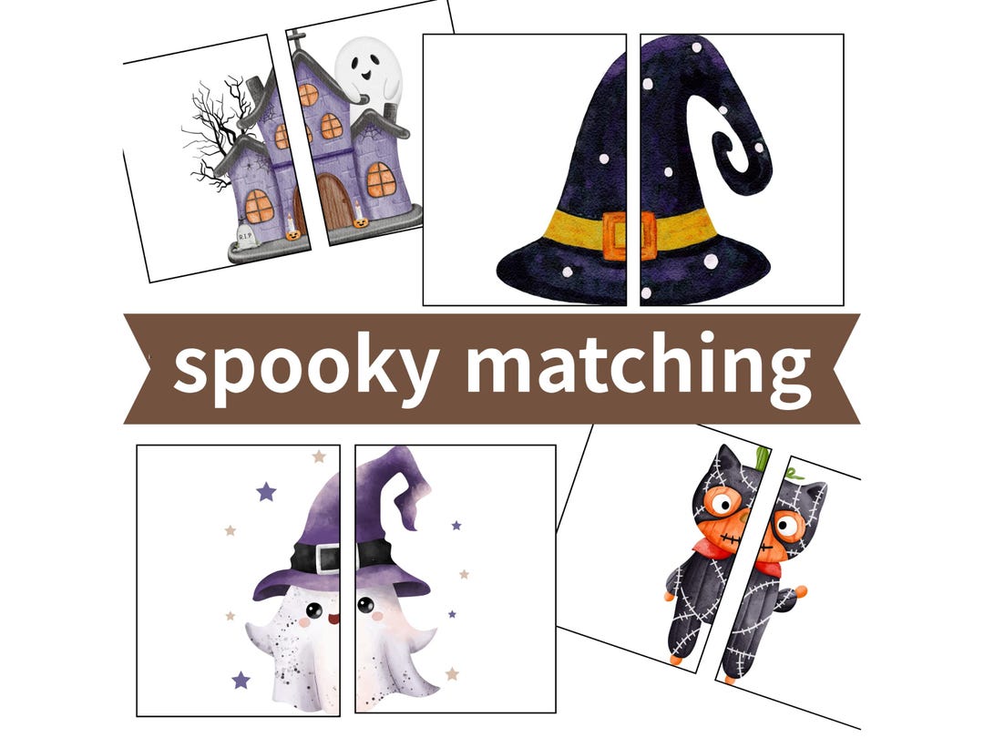 Halloween Matching Game: Spooky Character Puzzle Cards (PDF) - Etsy