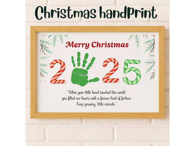 Christmas Handprint Art Printable, Holiday Handprint Craft, Kids Hand ...