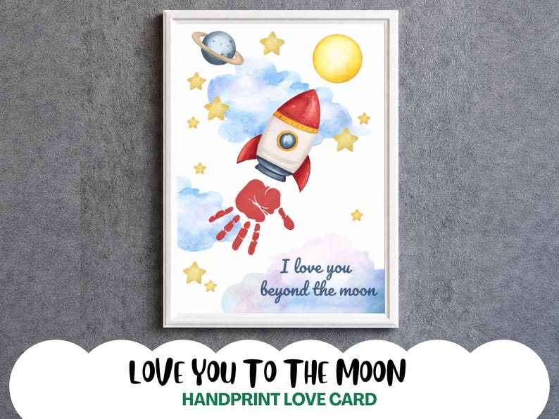 Rocket Handprint Art Printable, Mothers Day Craft, Toddler Keepsake ...