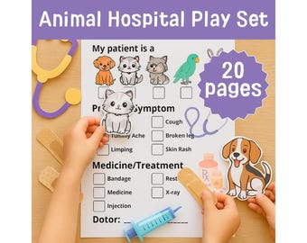 Vet Clinic Dramatic Play, Pretend Play Printable, Pet Play, Animal X ...
