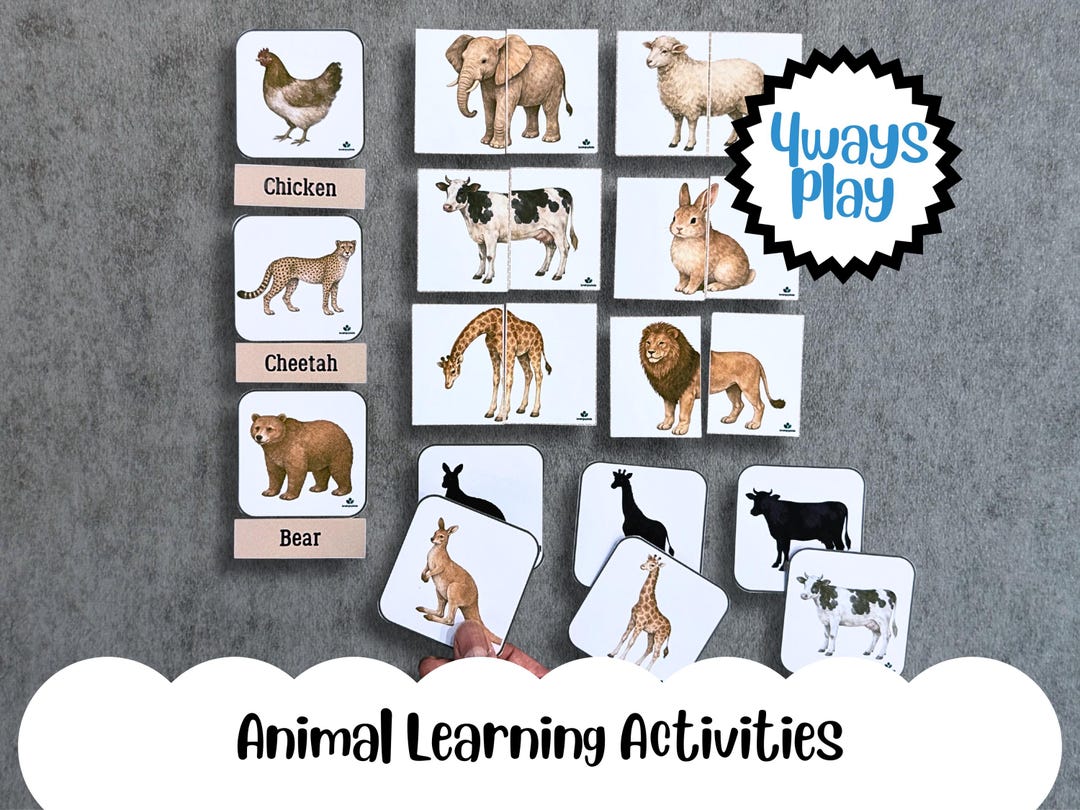 Animal Matching Activity Printable, Preschool Learning Game, Shadow ...