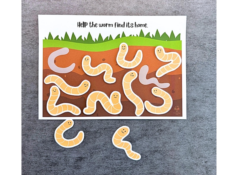 Worm Matching Game Printable/preschool Worksheet - Etsy