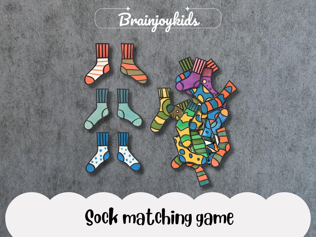Sock Matching Game Printable/matching Activity/cut and Match/color ...
