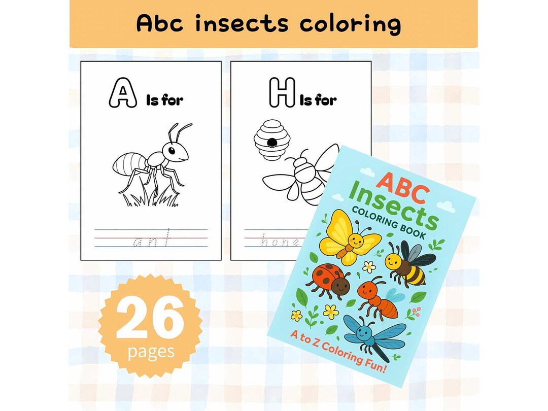ABC Insects Coloring Pages – A to Z Learning (PDF) - Etsy