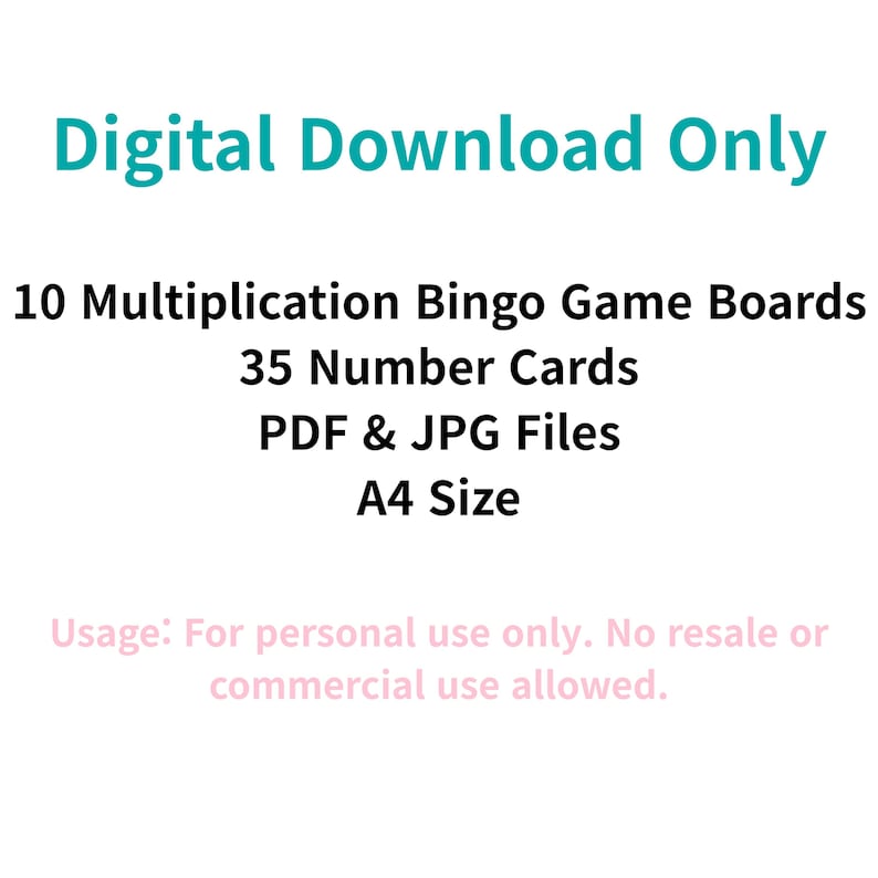 Multiplication Bingo Game Printable - Etsy