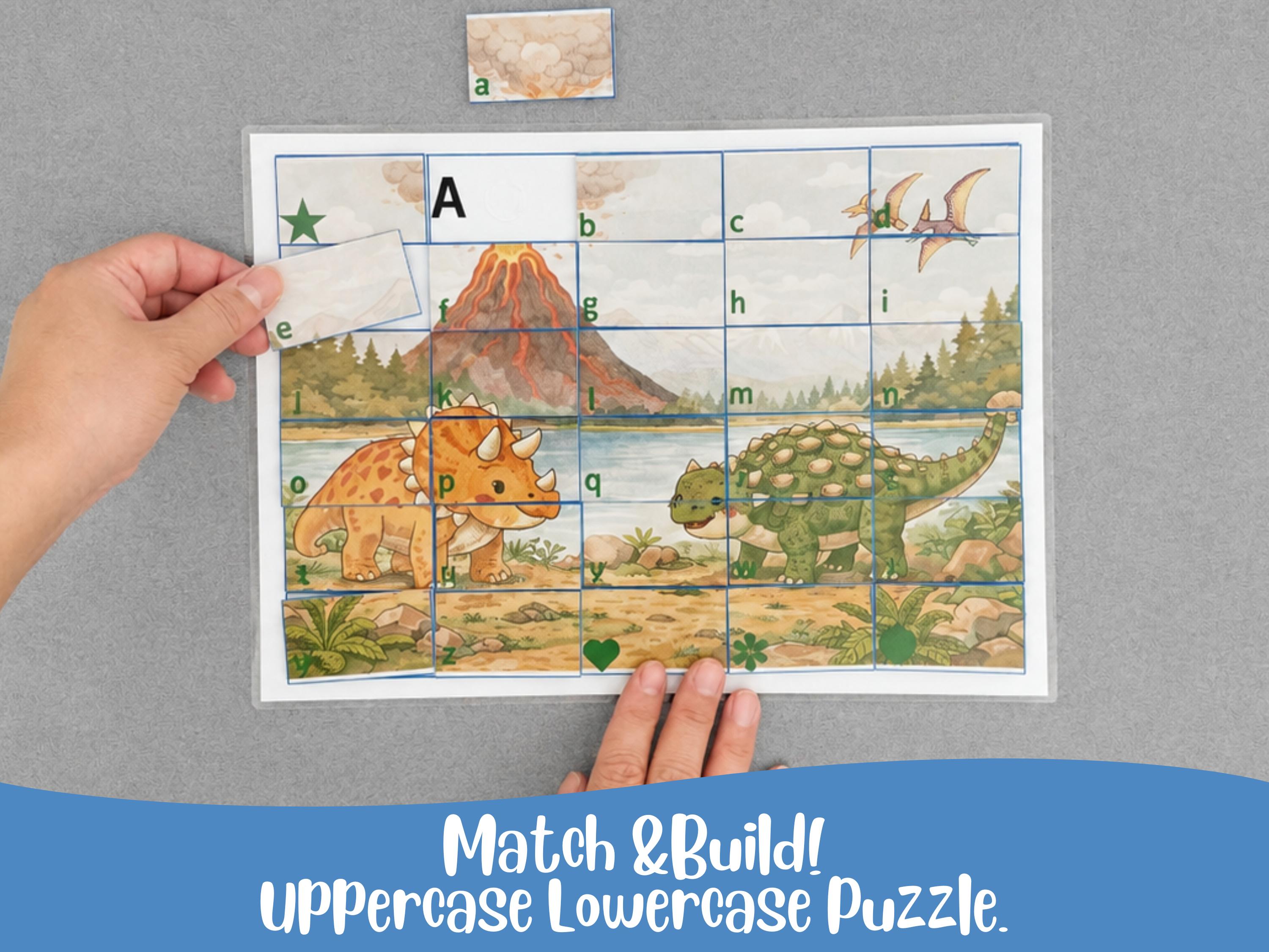 Dinosaur Alphabet Matching Puzzle | Uppercase Lowercase Letters (PDF ...