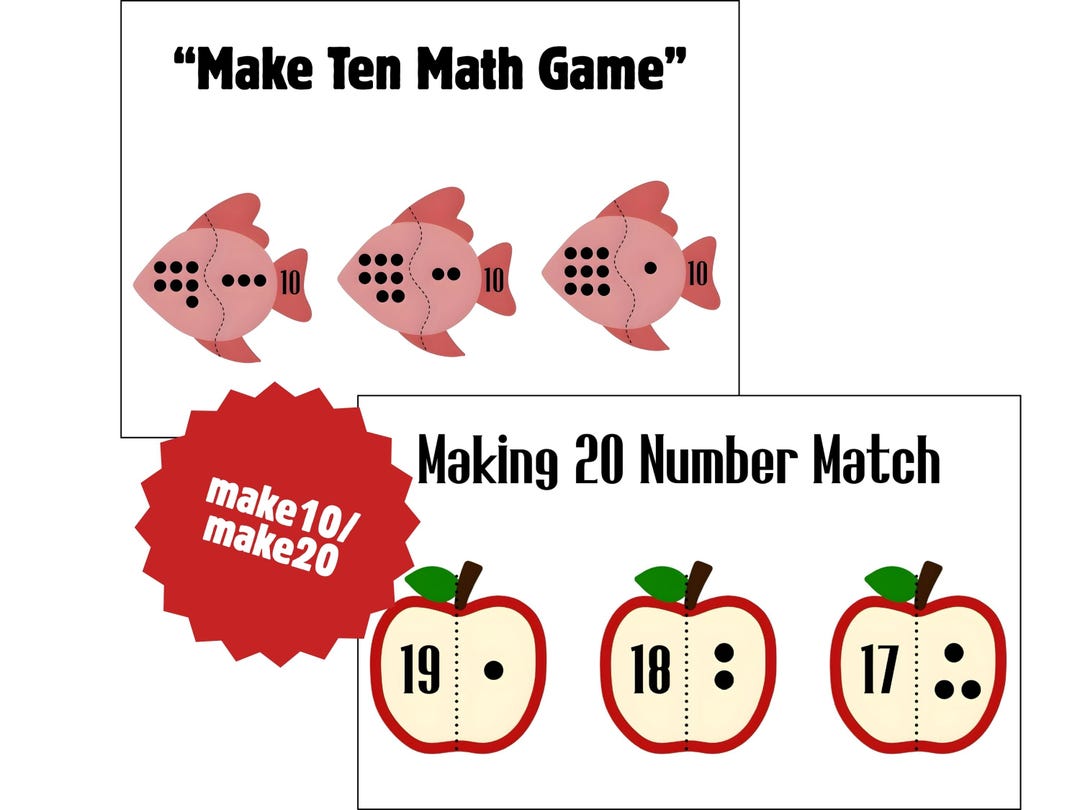 Make 10 & Make 20 Number Matching Cards - Etsy