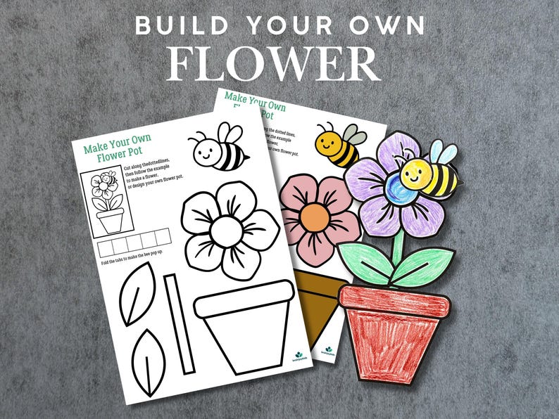 Preschool Flower Craft Printable, Cut and Paste Activity, Fine Motor ...