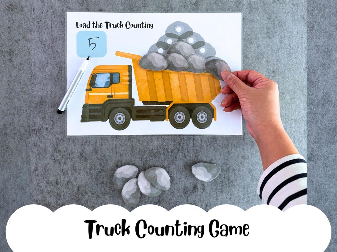 Preschool Truck Counting Game, Toddler Math Activity, Fine Motor Skills ...